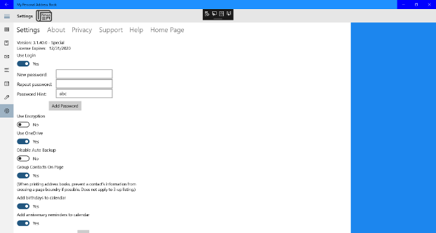 Stembridge Software - My Personal Address Book - Getting Started